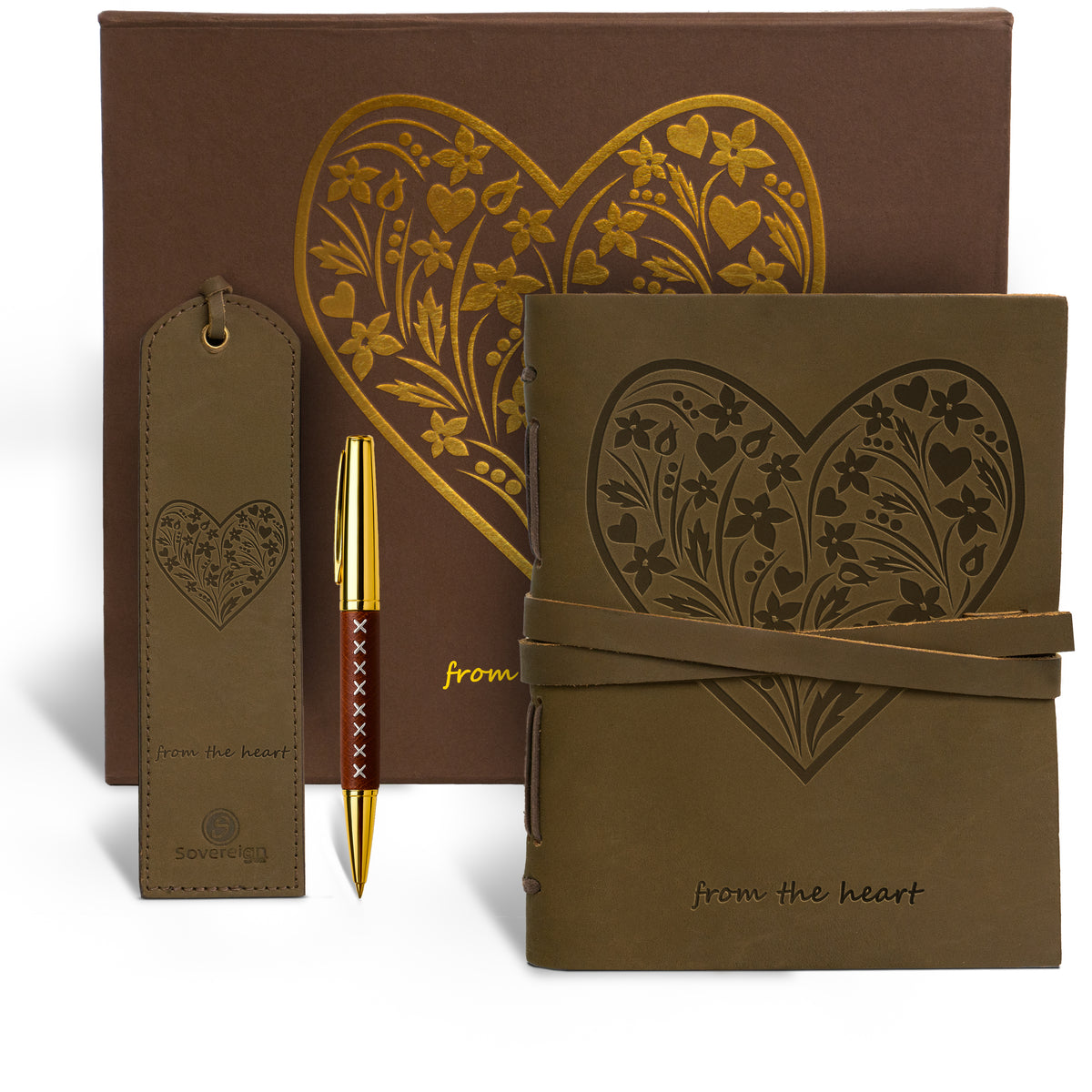 Sovereign-Gear Heart Embossed Leather Journal Gift Set - Handmade ...