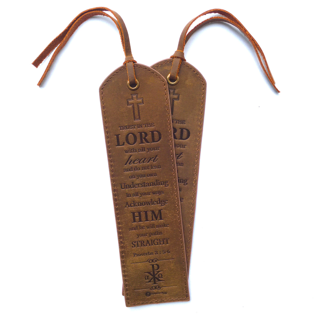 Religious Leather Bookmarks with Proverbs 3:5-6 - Sovereign-Gear