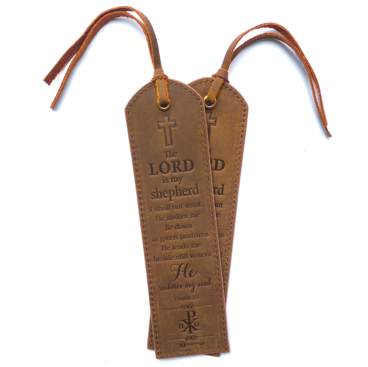 Religious Leather Bookmarks with Psalm 23 v2 - Sovereign-Gear